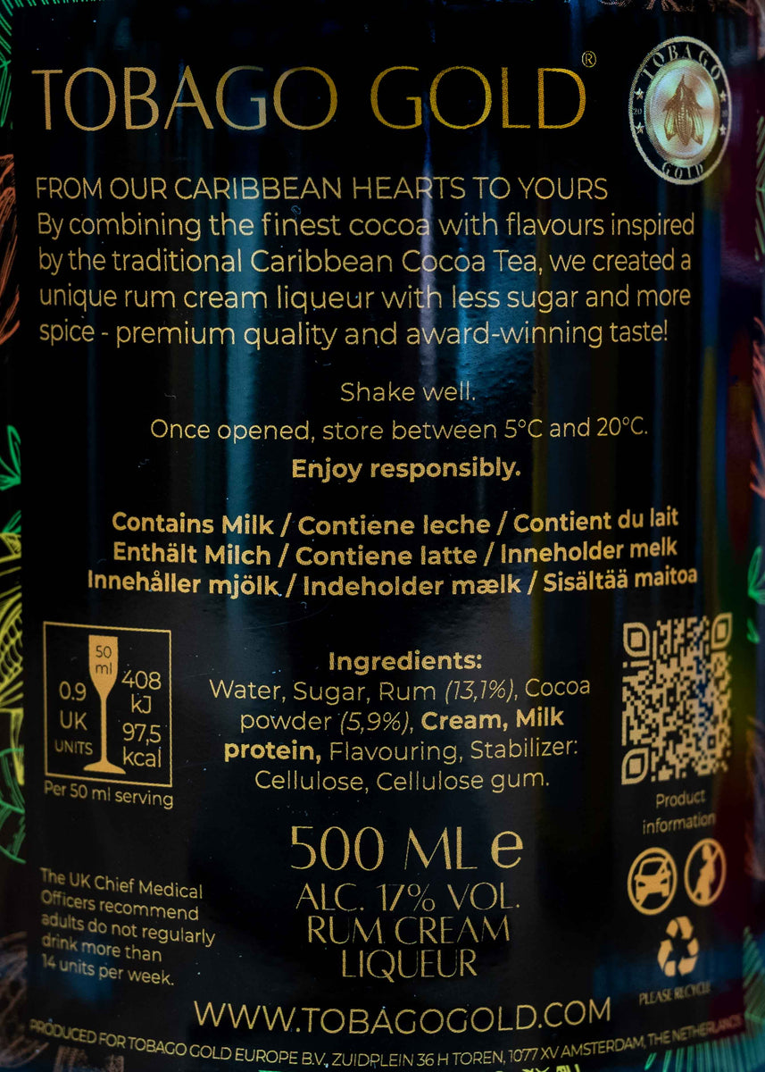 Tobago Gold Chocolate Rum Cream 500ml – My Trini Shop Ltd